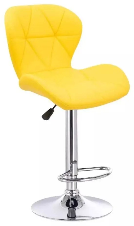 LuxuryForm DESIGN Barová židle LIVIO na stříbrné kulaté podstavě - žlutá