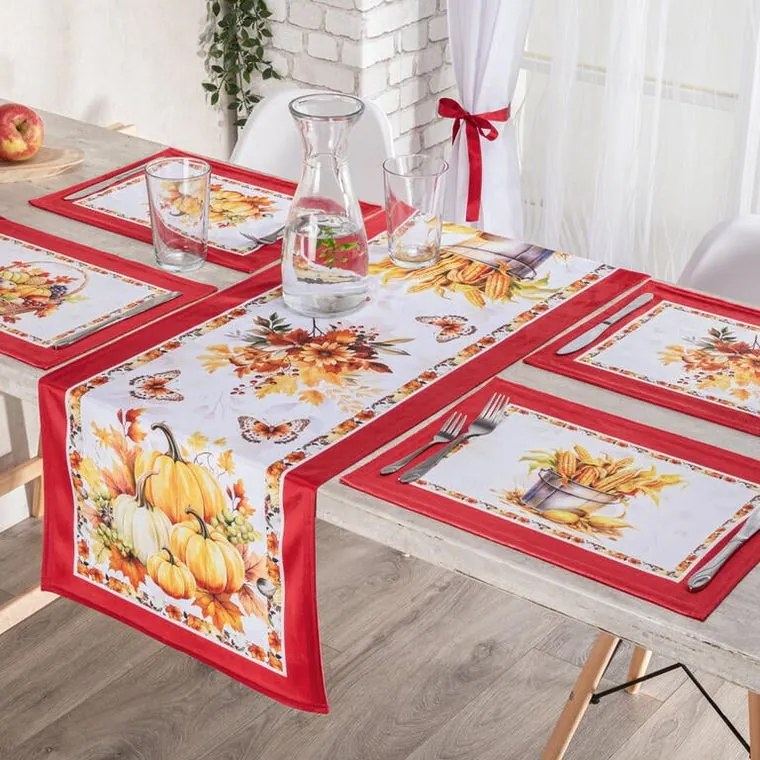 Sada 4 ks prostírání a stolního běhounu PUMPKINS