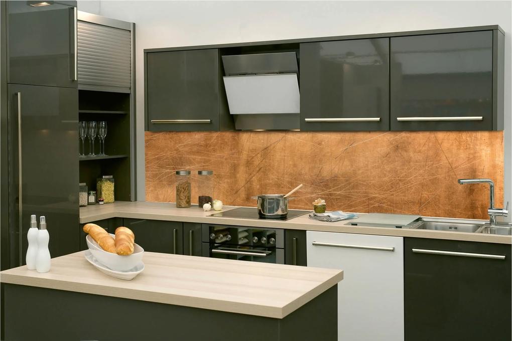 DIMEX | Fototapeta do kuchyně Bronzová textura KI-260-295 | 260 x 60 cm | zlatá, bronzová