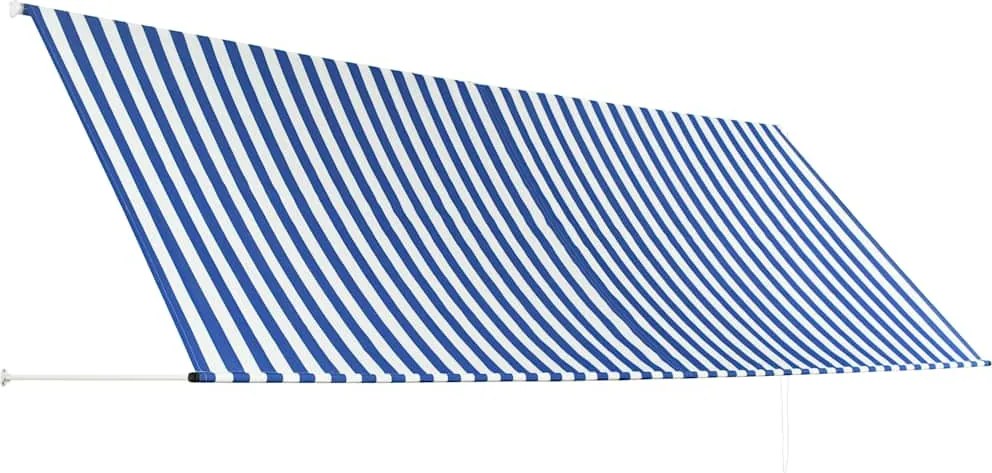 Zatahovací markýza modro-bílá 400 x 150 cm 143751