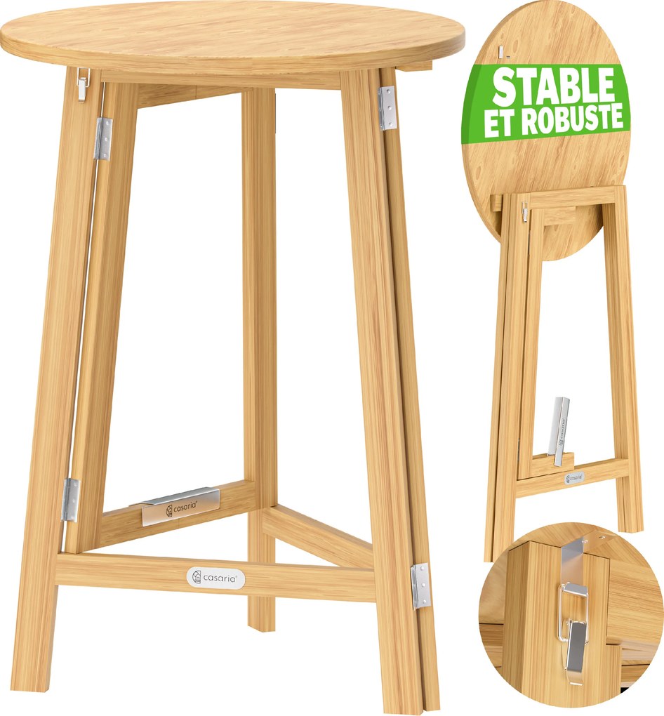 Barový stolek skládací úspora místa masivní dřevo Ø78cm 111cm stabilní stojan