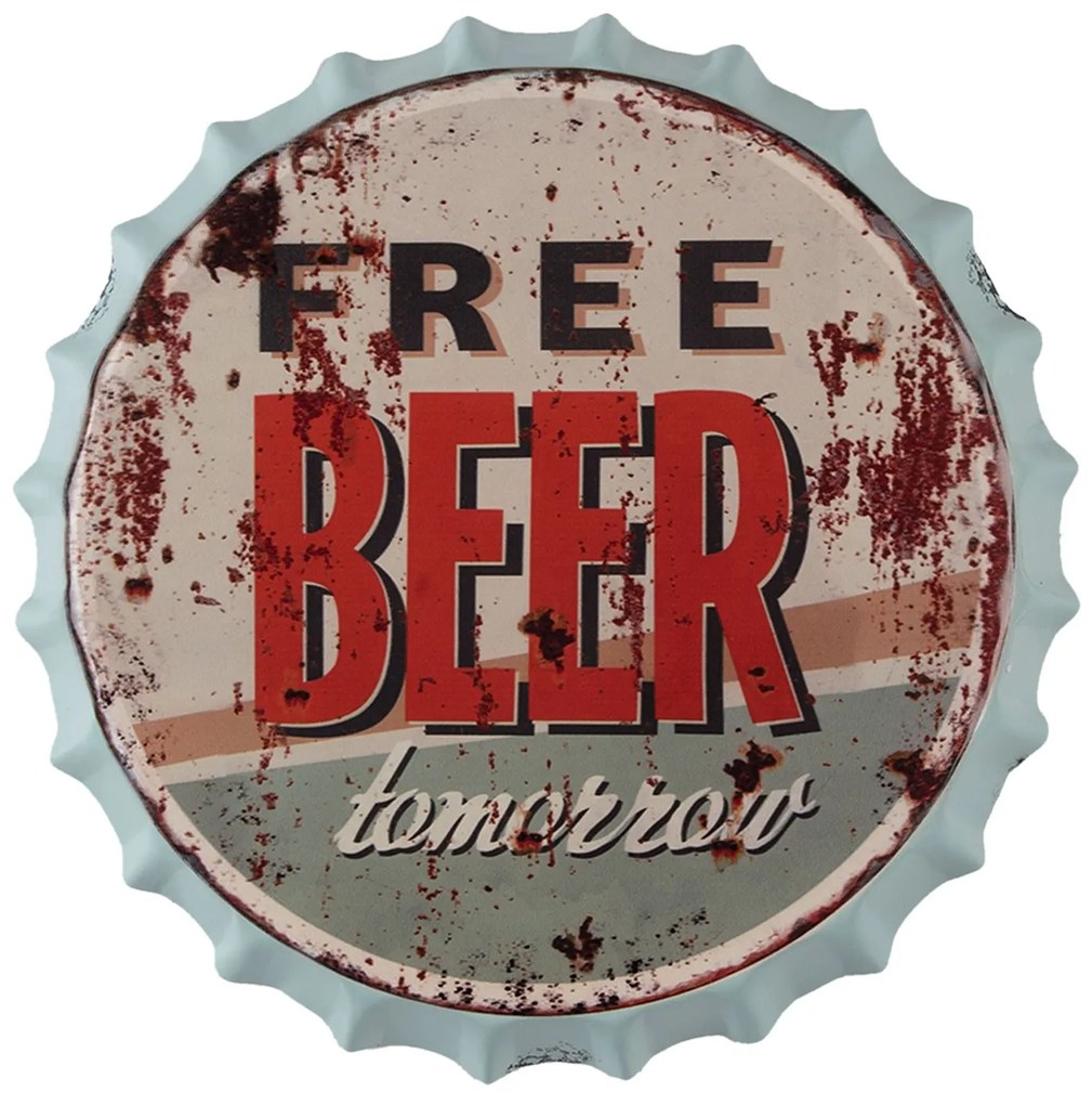 Nástěnná kovová cedule Beer Free Tomorrow - Ø 33 cm