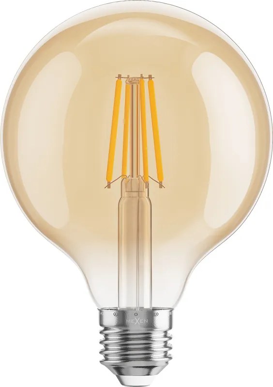 Mexen Vintis, LED žárovka E27, G95, 4W, Teplá - 2200K, 400 lm, jantarová - L157-E27-0422-50