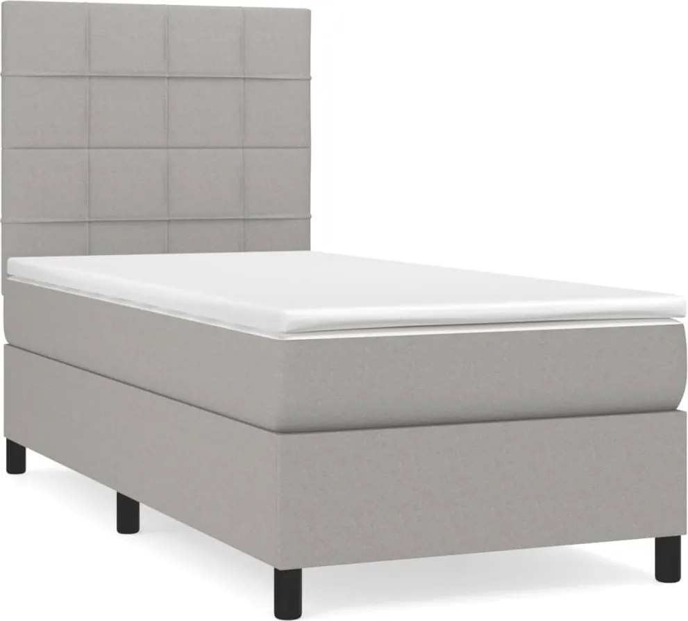 Box spring postel s matrací světle šedá 90x190 cm textil 3141737
