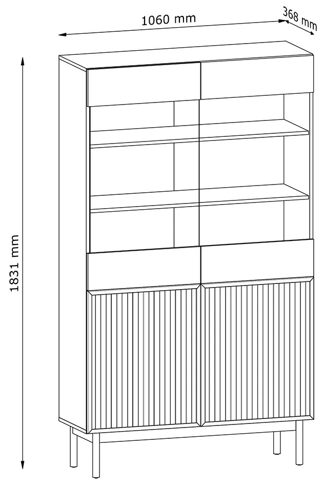 SAORI | vitrína W2D | 106 cm | dub cremona