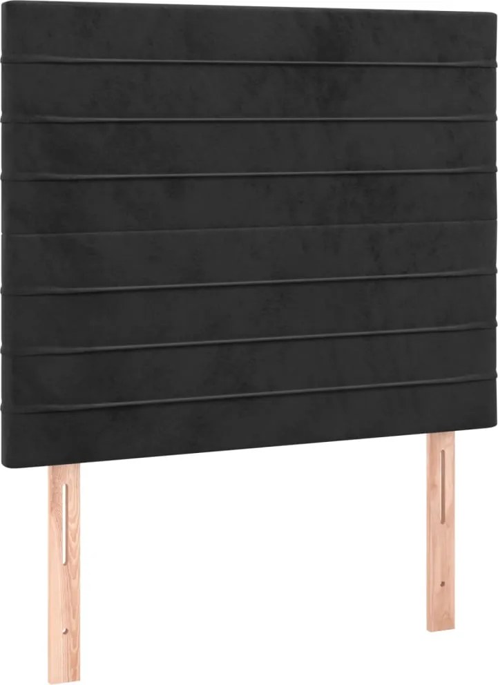 Box spring postel s matrací a LED černá 100x200 cm samet 3136169