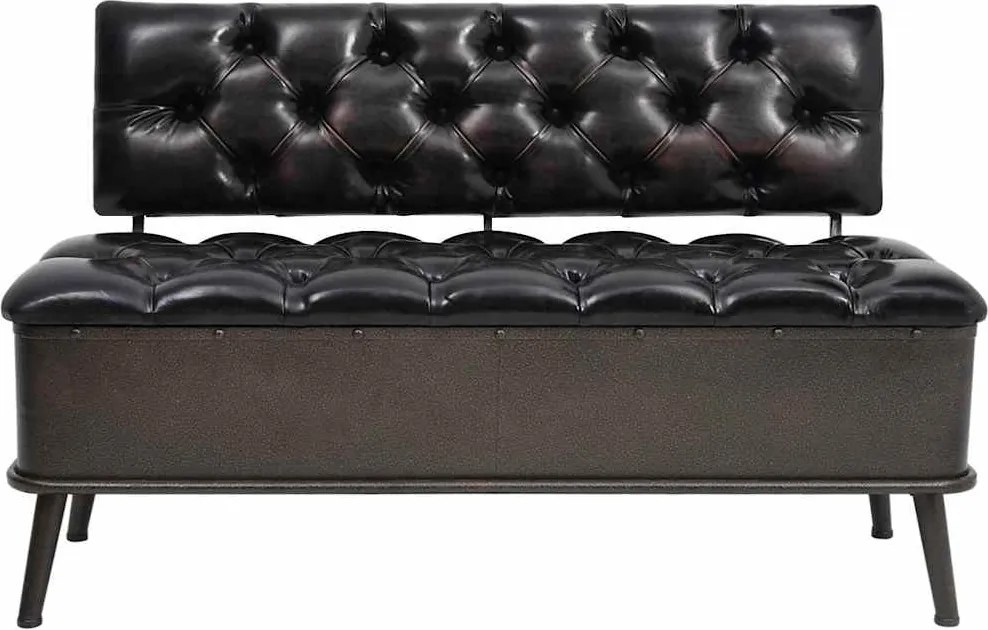 Úložná lavice s opěradlem 110 cm černá umělá kůže 339297