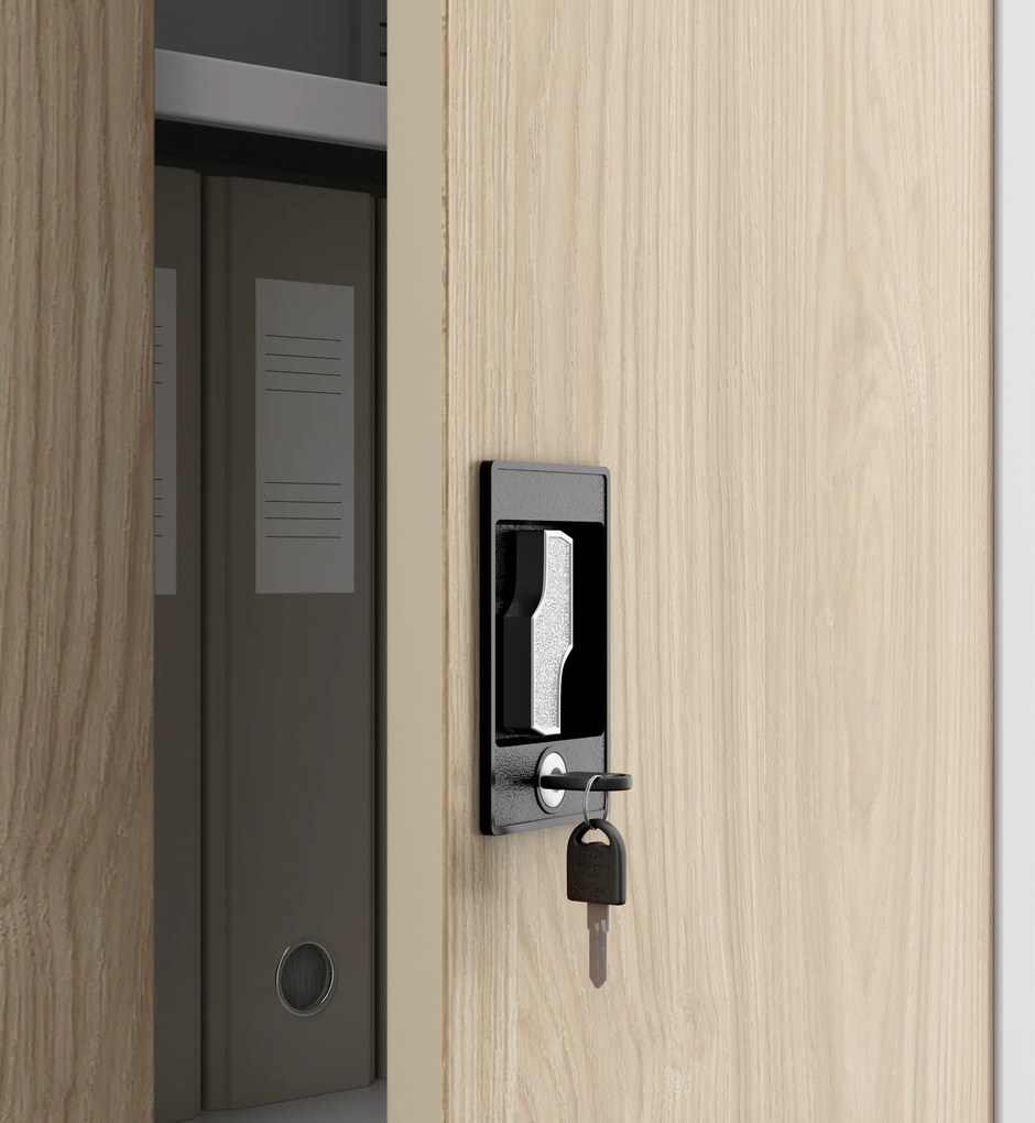 Kancelářská skříň na dokumenty se 4 policemi, bílá/dub sonoma, 900x1850x400 mm: JAN Eco Design