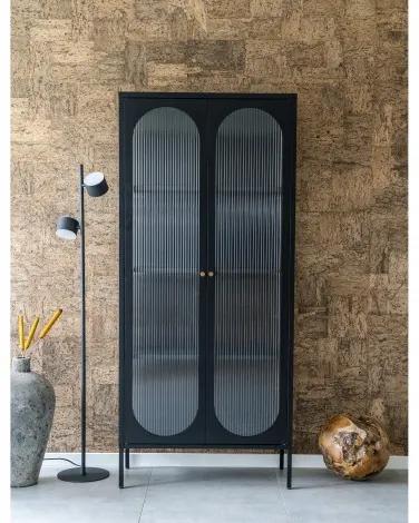 Skleněná skříň dvoudvéřová ADELAIDE 180x80 cm, černý kov House Nordic 3001200