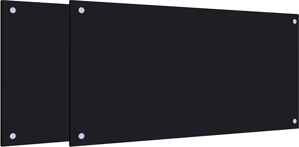 Kuchyňské panely 2 ks černé 80 x 40 cm tvrzené sklo 3315798