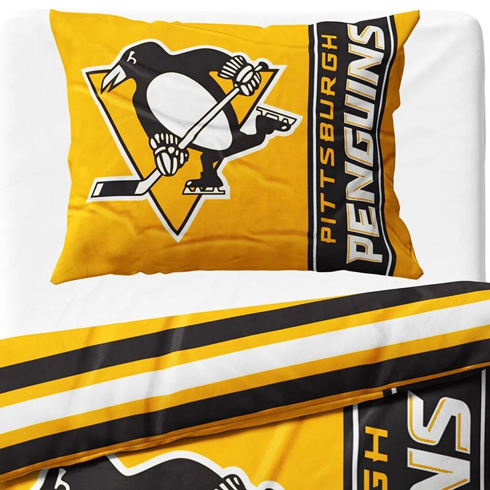 Mikroplyšové ložní povlečení NHL Pittsburgh Penguins - 70 x 90 cm + 140 x 200 cm