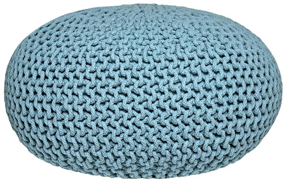 Tyrkysový pletený puf LABEL51 Knitted XL, ⌀ 70 cm