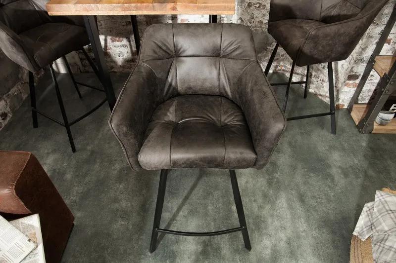 Barová stolička Loft taupe šedá loketní opěrka / 39080