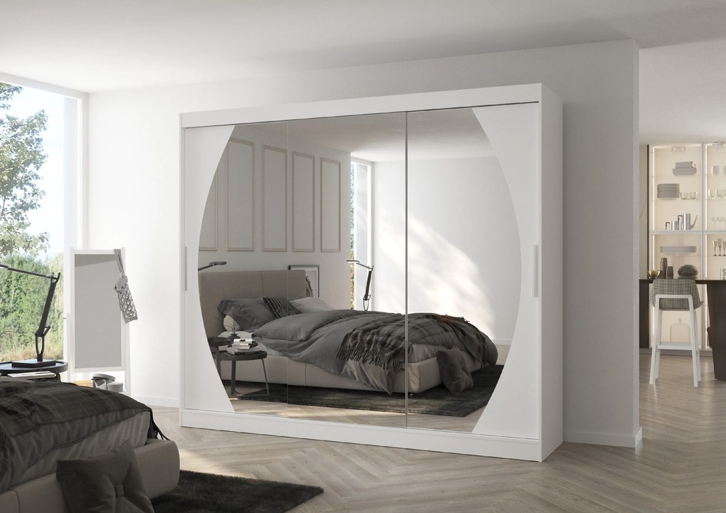 ADRK Furniture Skříň s posuvnými dveřmi a zrcadlem CAMBE 250 ADRK-SW-CAM-W-250