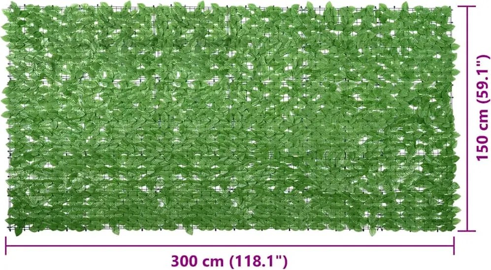 Balkónová zástěna se zelenými listy 300 x 150 cm 315503