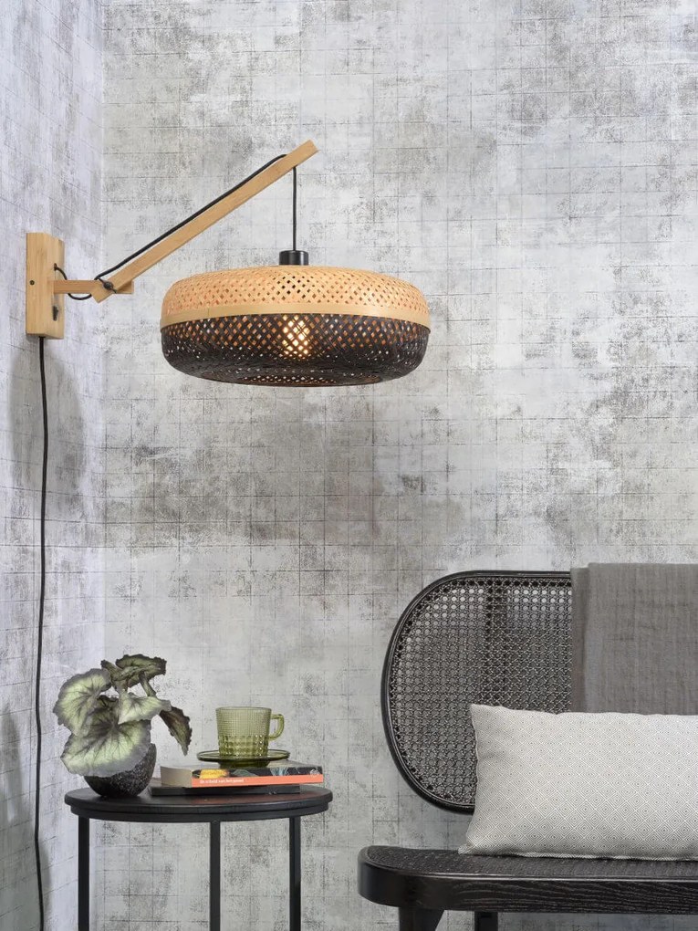 Nástěnná lampa palawan natural přírodní, černá 40 x 15 MUZZA