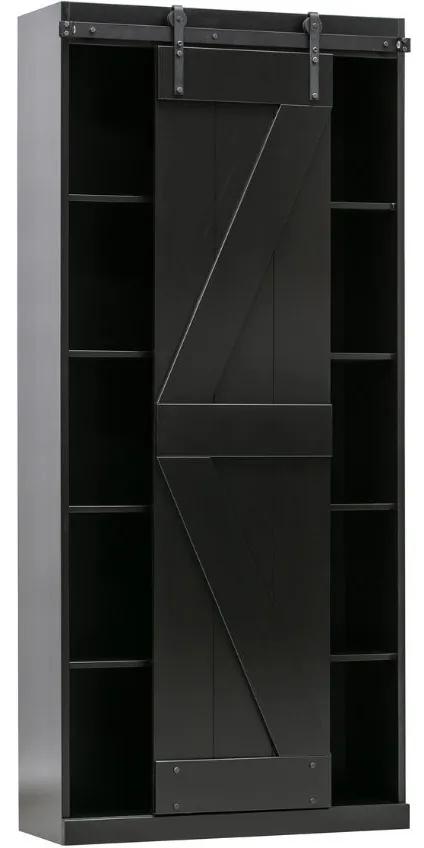 OnaDnes -20% Hoorns Černá masivní borovicová skříň Paige 200 x 100 cm