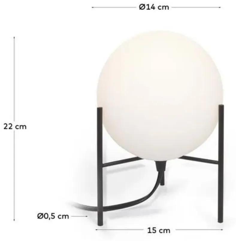 OnaDnes -20% Bílo černá skleněná stolní lampa Kave Home Seina