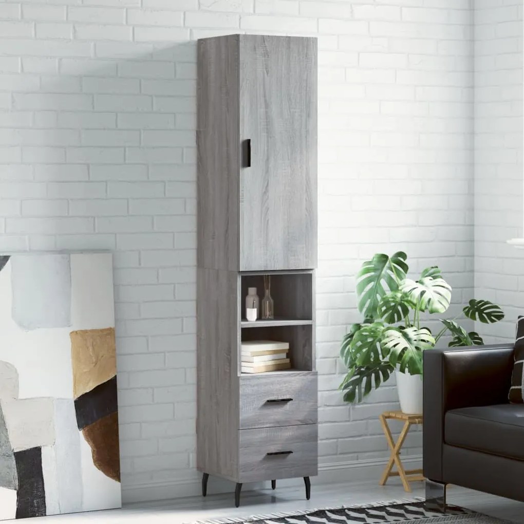 Skříň highboard šedá sonoma 34,5 x 34 x 180 cm kompozitní dřevo