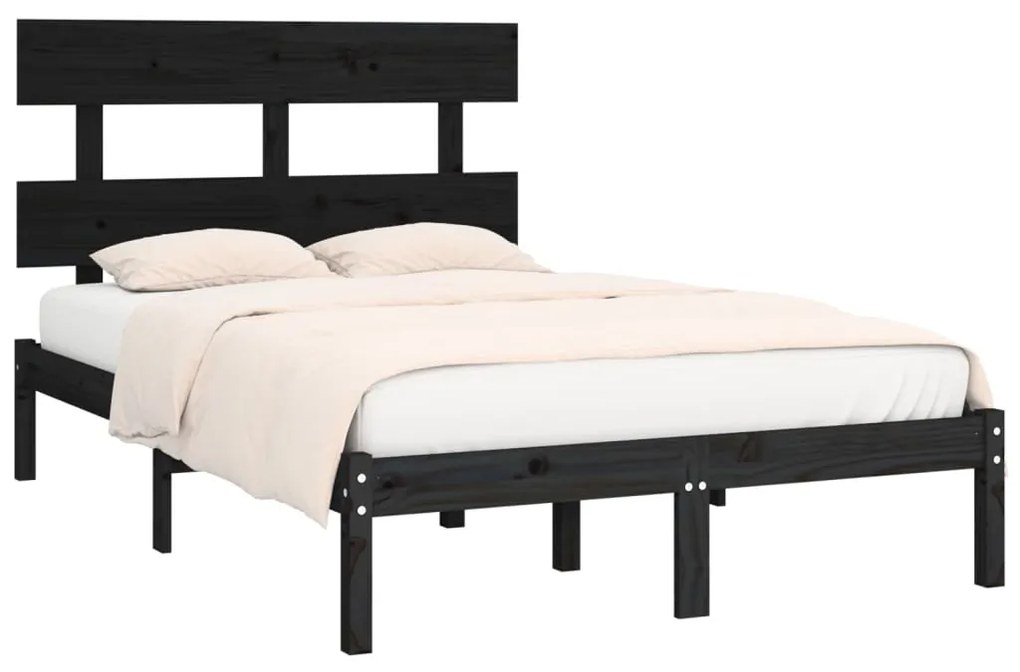 Rám postele černý masivní dřevo 120 x 190 cm malé dvojlůžko,  3104647