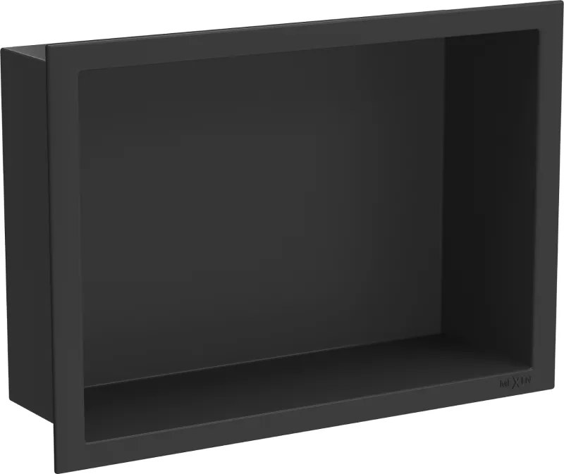 Mexen X-Wall-R, polička na zapuštění na obklad s límcem 30 x 20 cm, černá matná, 1970302010