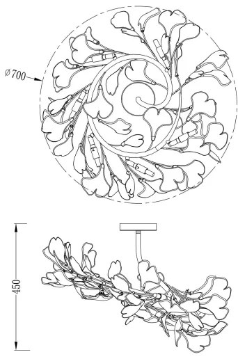 Zuma Line MX2858-6-EGN - Přisazený lustr LEAF 6xG9/42W/230V zlatá