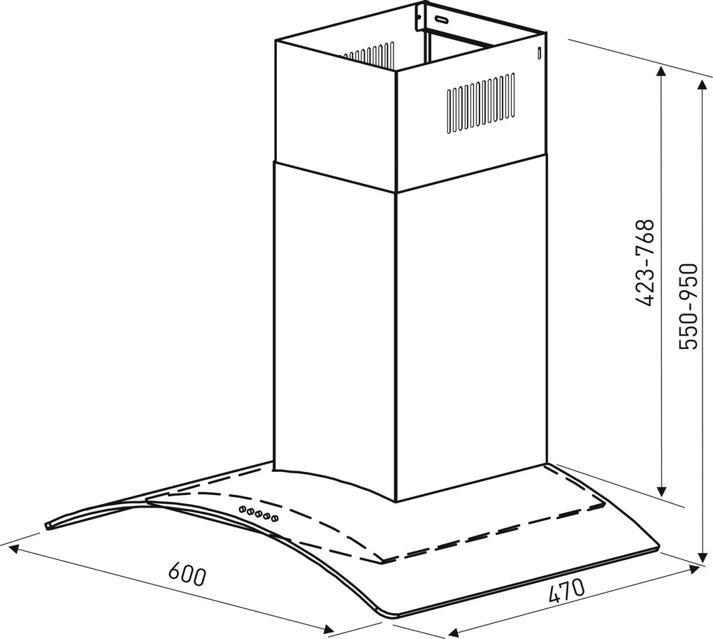 Novoterm Odsavač par komínový Essenza 60 IN, nerez lesk