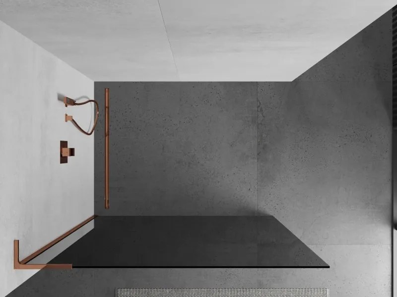 Mexen Kioto L, sprchová zástěna Walk-In 90 x 200 cm, 8mm šedé sklo, růžové zlato profil, 800-090-103-60-40