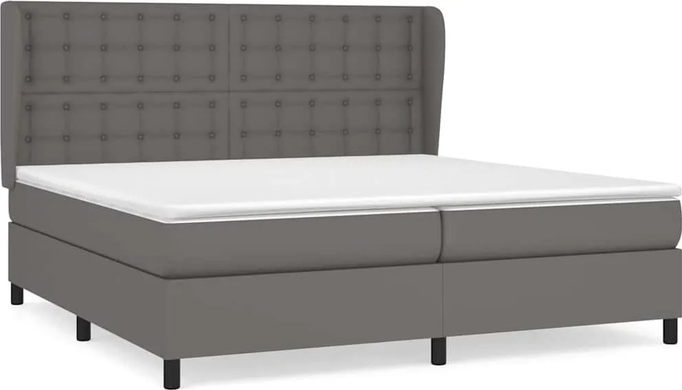 Box spring postel s matrací šedá 200x200 cm umělá kůže 3129055