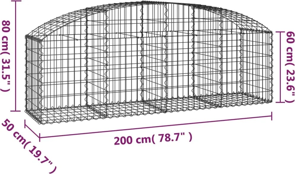 Klenutý gabionový koš 200 x 50 x 60/80 cm pozinkované železo 153473