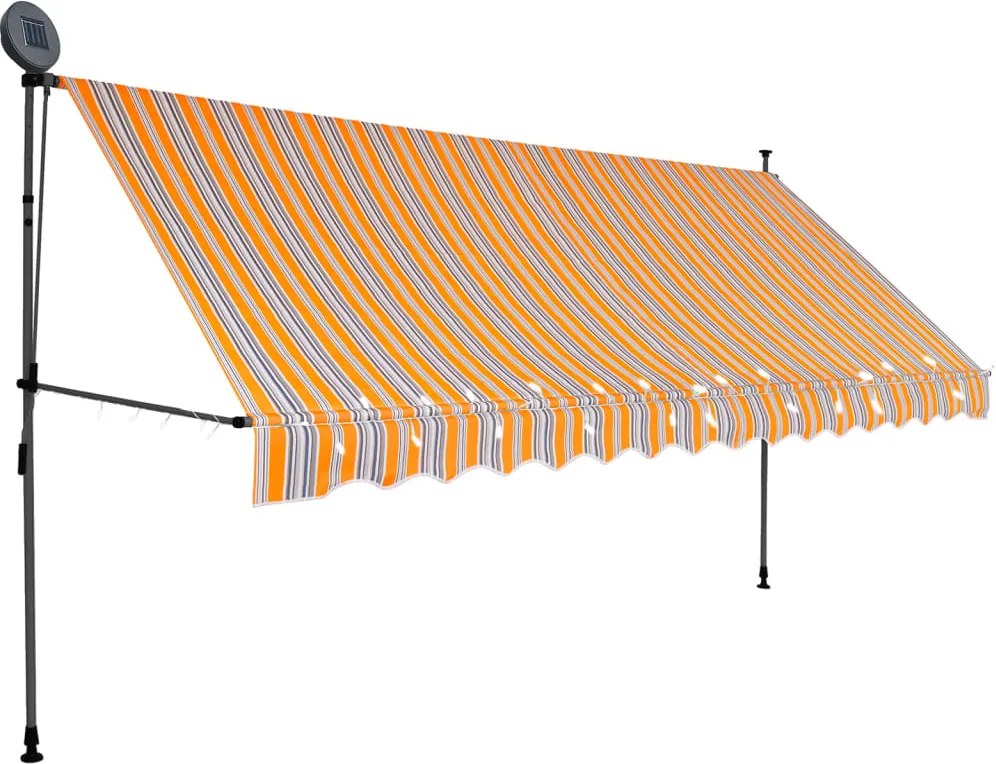 vidaXL Marketos Ručně zatahovací markýza s LED světlem 400 cm žlutomodrá