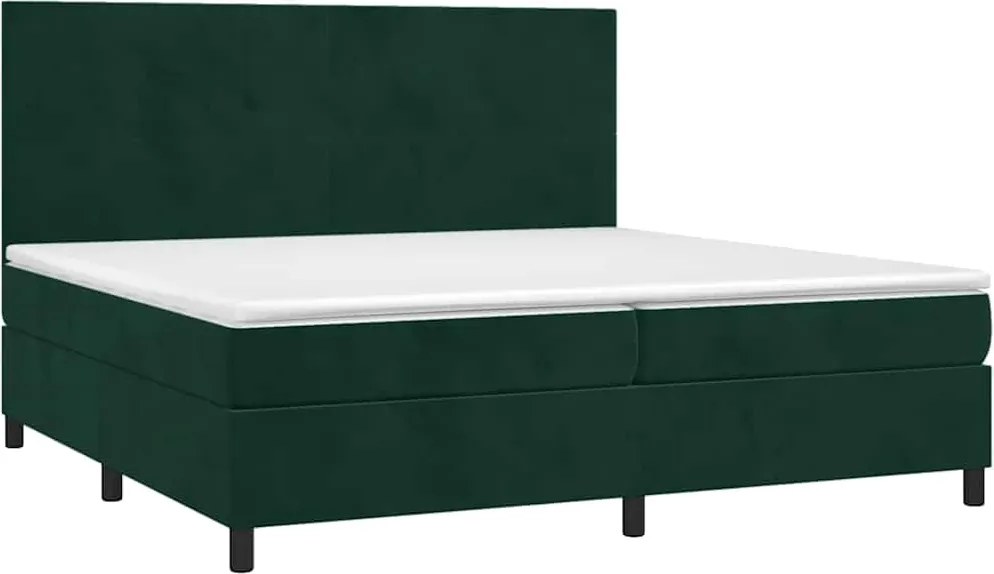 Box spring postel s matrací tmavě zelená 200x200 cm samet 3142926