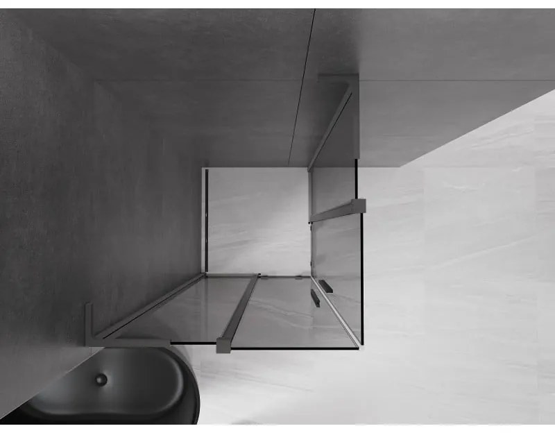 Mexen Velar L Duo, sprchový kout s posuvnými dveřmi 100 x 100 cm, 8mm šedé sklo, broušený grafit, 871-100-100-02-43-95