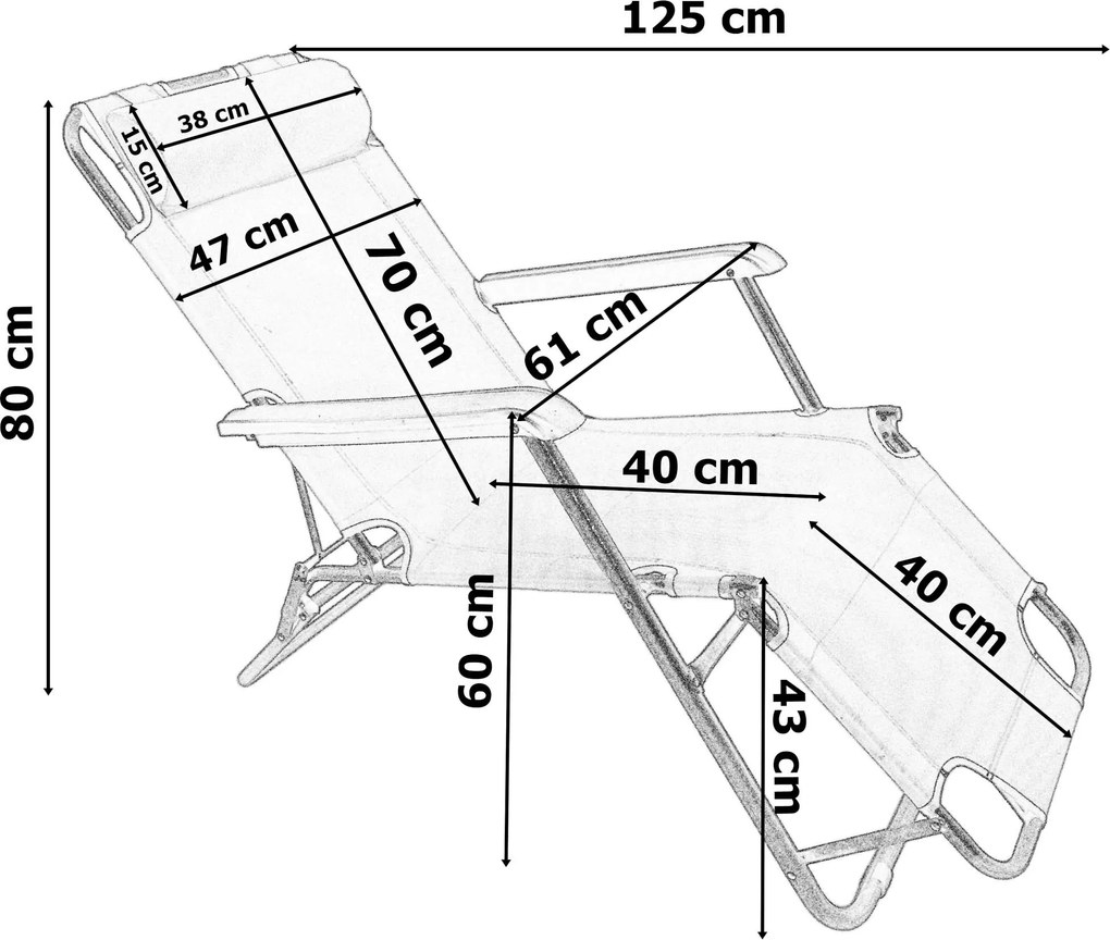 Zahradní skládací lehátko LEON - modré