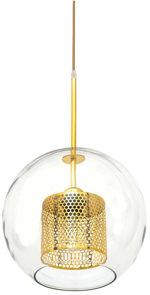 Toolight - závěsná skleněná lampa APP555-1CP 25cm, zlatá, OSW-08748
