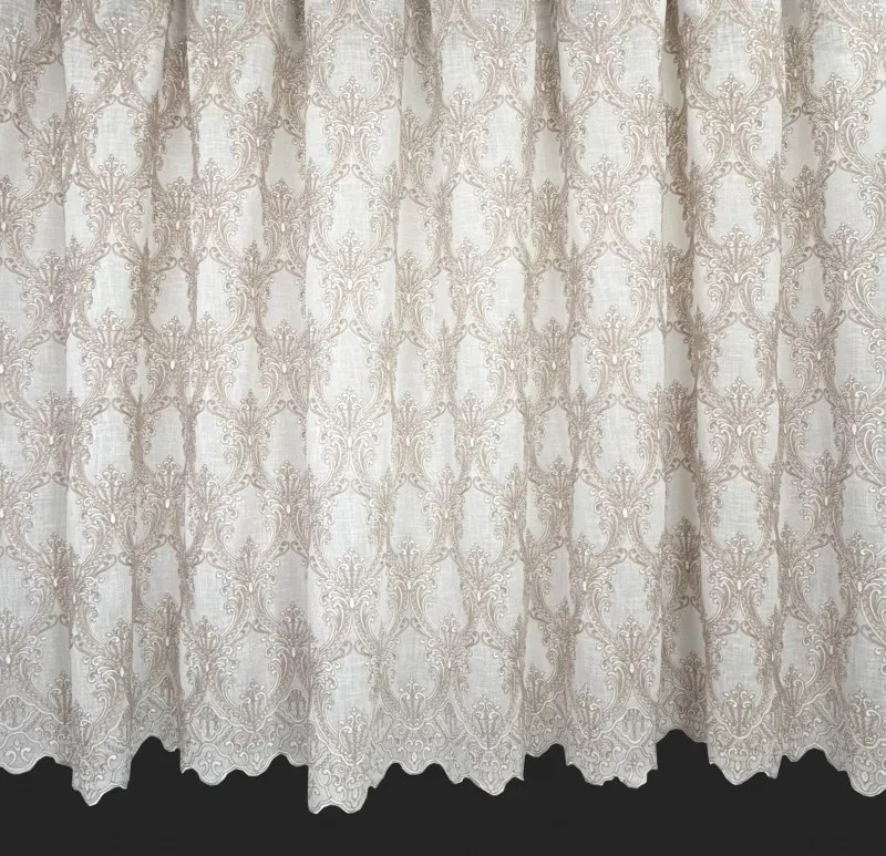 Voálová Luxusní vyšívaná záclona bílá Versailles Beige metráž Ervi 3634-13