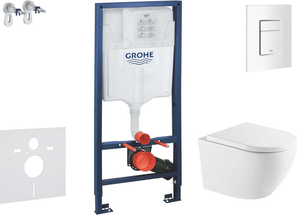 Grohe Rapid SL - Set předstěnové instalace, klozetu Oudee a sedátka softclose, tlačítko Skate Cosmopolitan, alpská bílá SANI11BA3114
