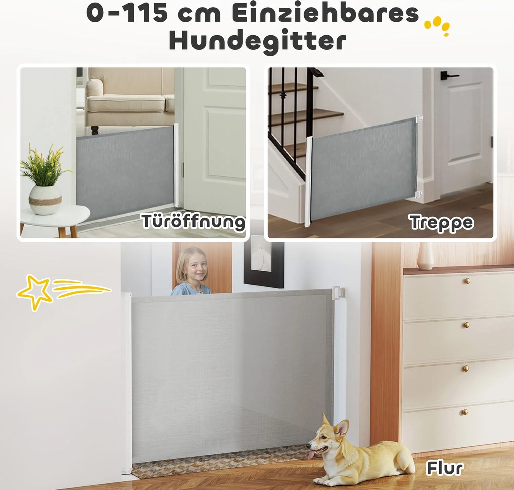 Bezpečnostní branka do dveří PawHut pro psy, bezpečnostní zábrana, výsuvná, 115Lx82,5Hcm| Aosom