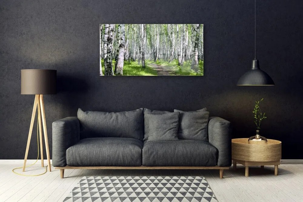 Obraz na skle Les Stezka Příroda 120x60 cm