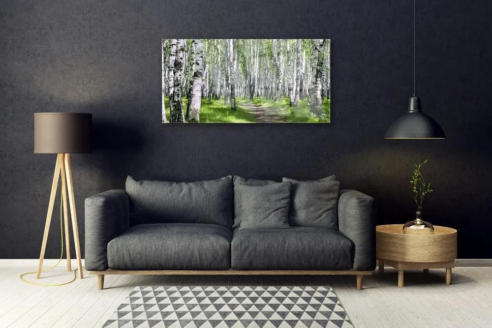 Obraz na skle Les Stezka Příroda 125x50 cm