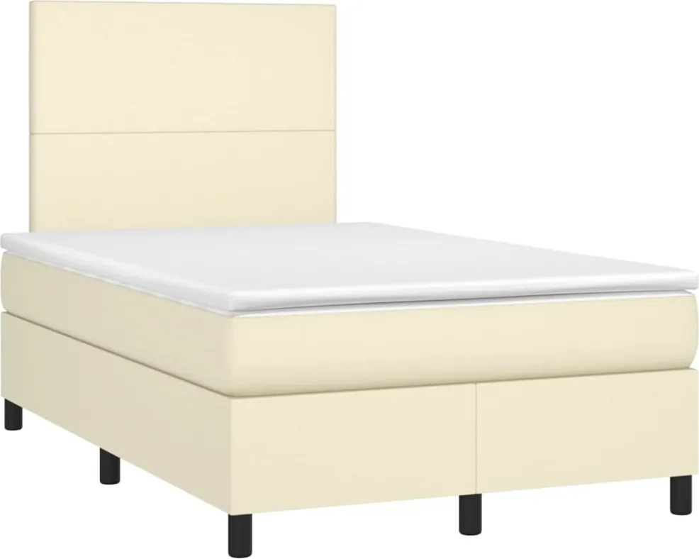 Box spring postel s matrací krémová 120x200 cm umělá kůže 3142715