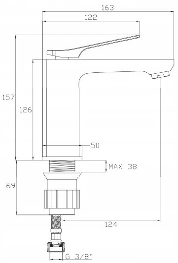 Invena Paros, umyvadlová baterie, černá matná, BU-09-004-A