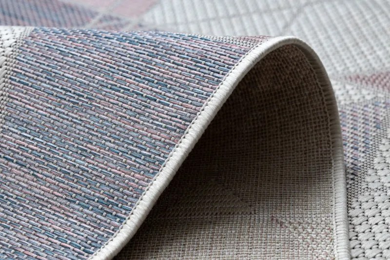 Dywany Łuszczów, Kusový koberec Sion Sisal Triangles B3006A ecru/pink – na ven i na doma, 140x190, růžová, chodba / předsíň