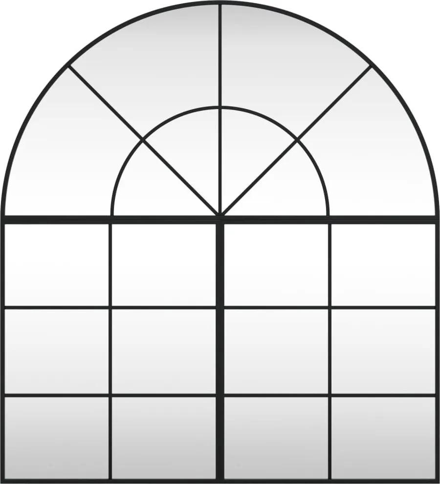 vidaXL Nástěnné zrcadlo černé 100 x 110 cm oblouk železo [3200612]