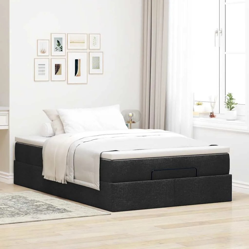 Osmanský rám postele s matrací černá 120x190 cm textil 3311094