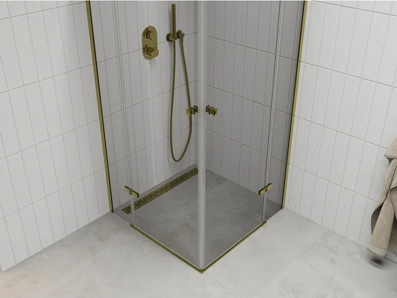 Mexen Roma Duo sprchový kout 80 x 80 cm, 6mm sklo, čiré sklo/zlatý profil, 854-080-080-50-00-02