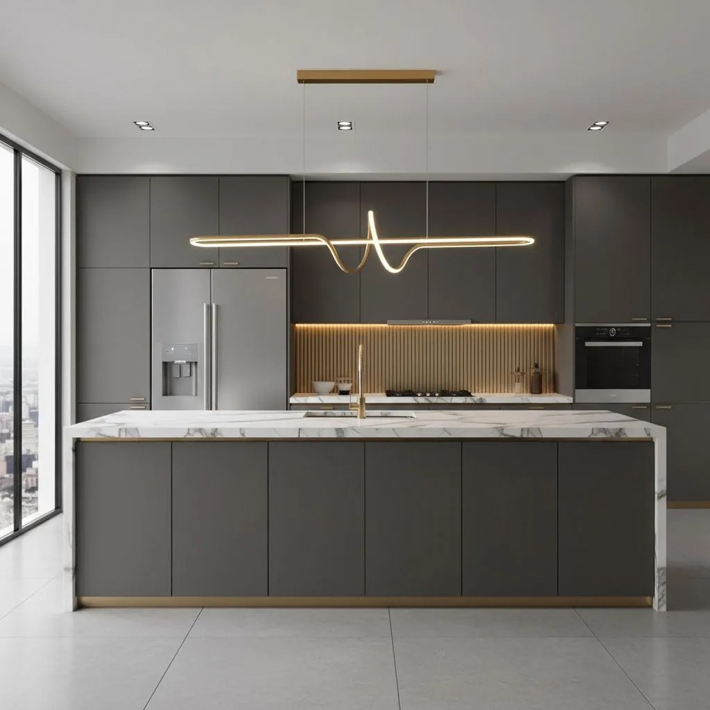 Toolight Závěsné LED osvětlení Modern Spiral D104 LHJ038-CP kartáčovaná zlatá