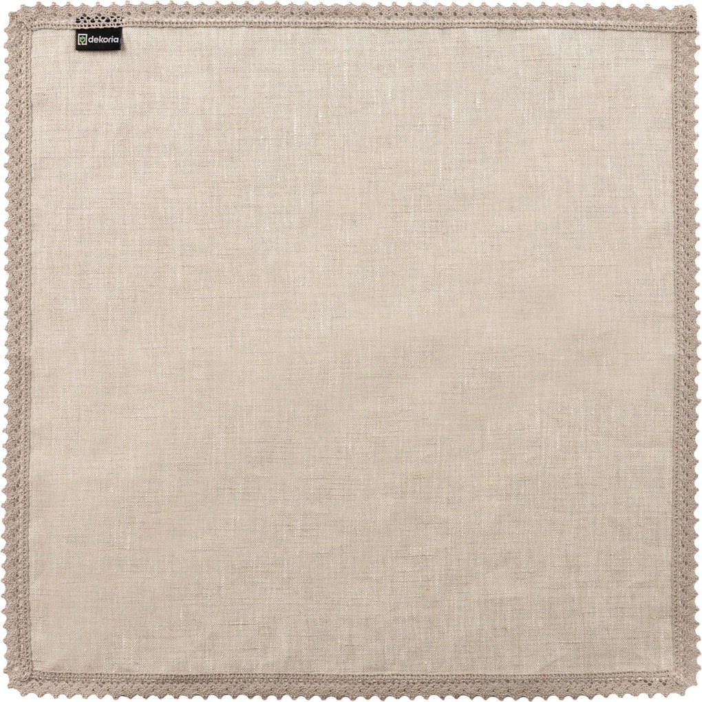 Krajkový ubrousek 1 ks. 48x48 barva béžová látka poloprůhledná, pletený vzor, lněná
