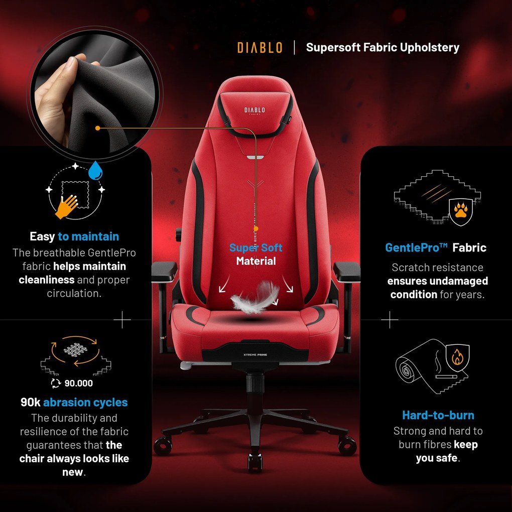 Herní křeslo Normal Size, červený-černý: Diablo X-Eye Prime Bloody Mary