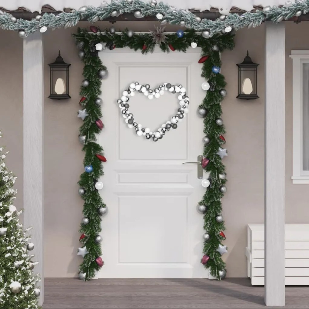 Vánoční girlanda s koulemi bílá a šedá 175 cm polystyren - Default Title